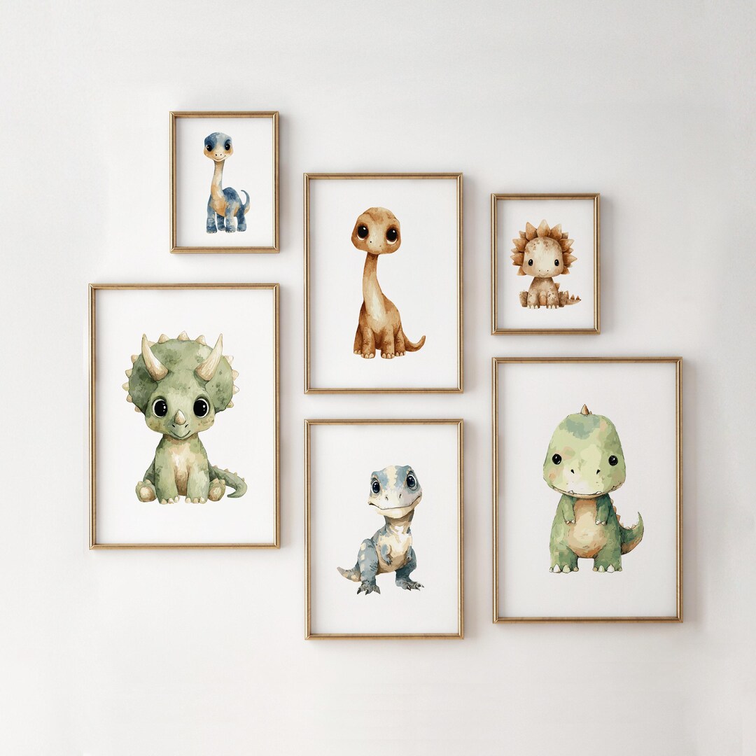 Custom Dinosaur Nursery Prints, Printable Dinosaur Poster, Set of 3 ...