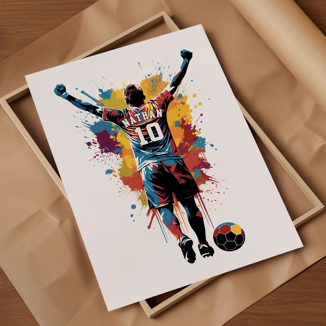 Personalised Football Player Gift,football Wall Art,football Print,boys ...
