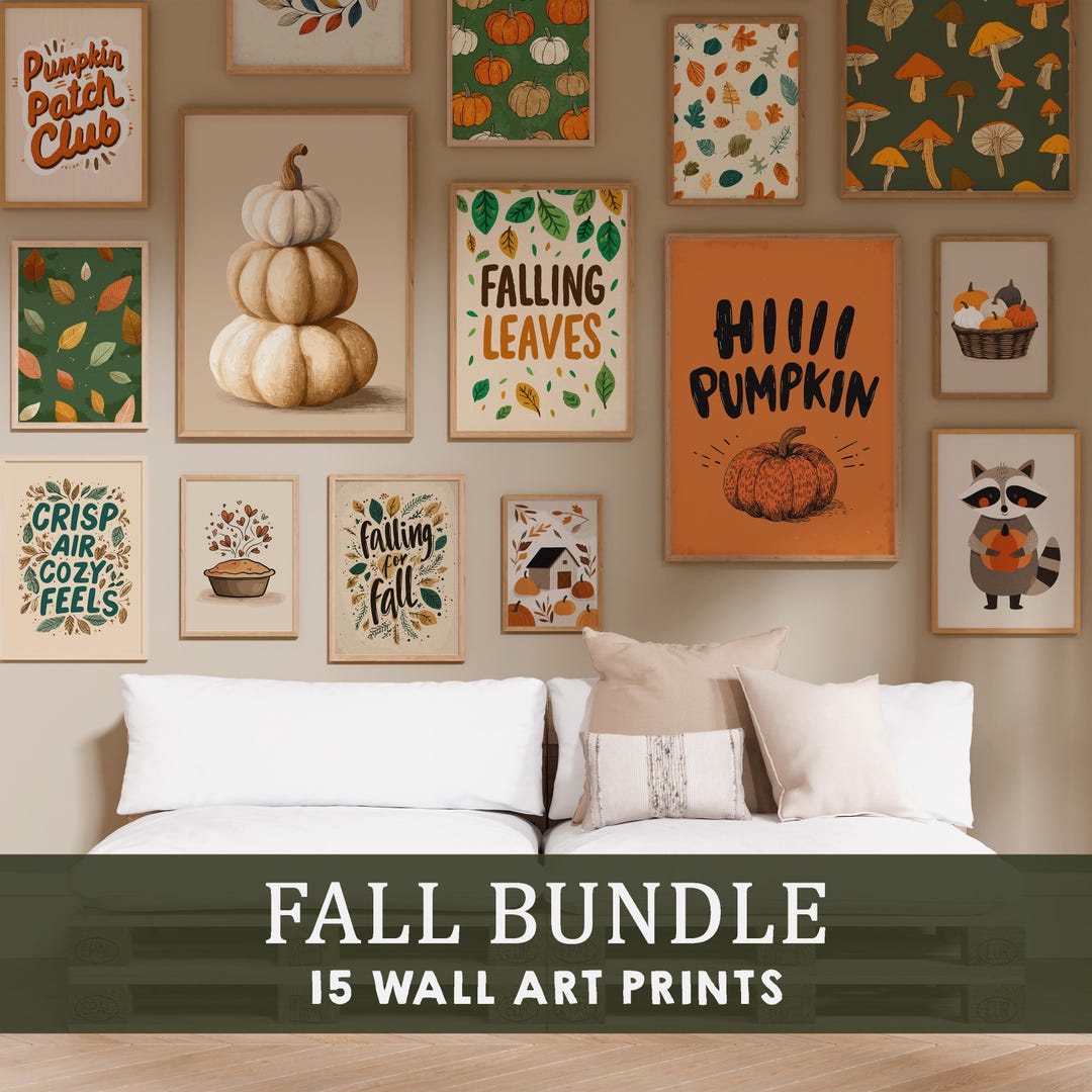 Fall Gallery Wall Art Set of 15: Eclectic Autumn Prints, Cozy Fall ...