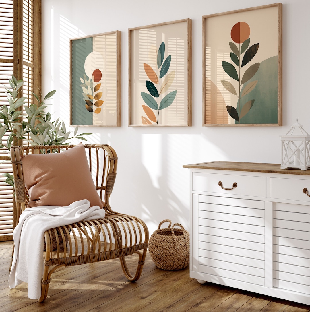 Boho Wandbild, grünes Blatt Wanddrucke, abstrakte Wand Kunst Drucke ...