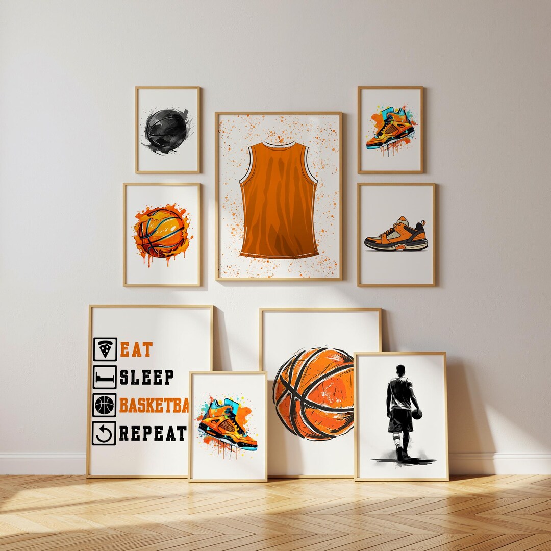 Set of 9 Basketball Prints for Boys Room Decor: Sports Bedroom Art ...