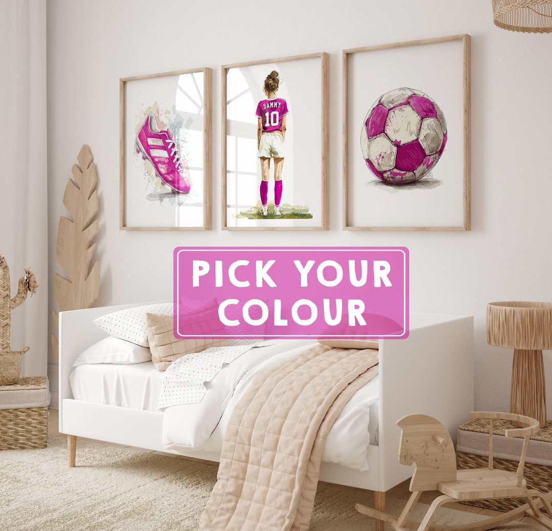Girls Soccer Wall Art Prints, Personalized Soccer Prints, Girls Bedroom ...