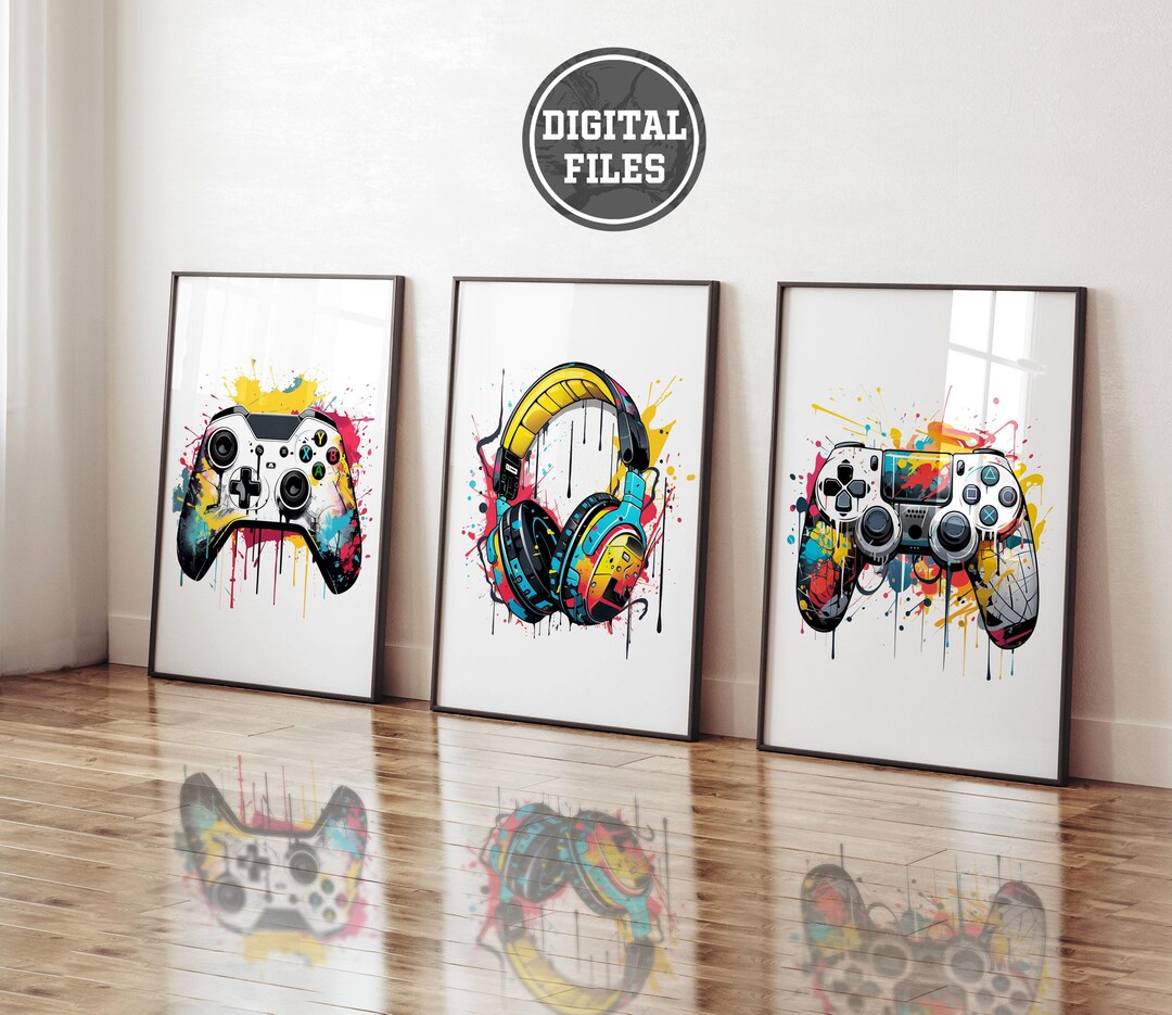 Printable Gaming Prints, Gaming Poster, Set of 3 Gaming Wall Art, Boys ...