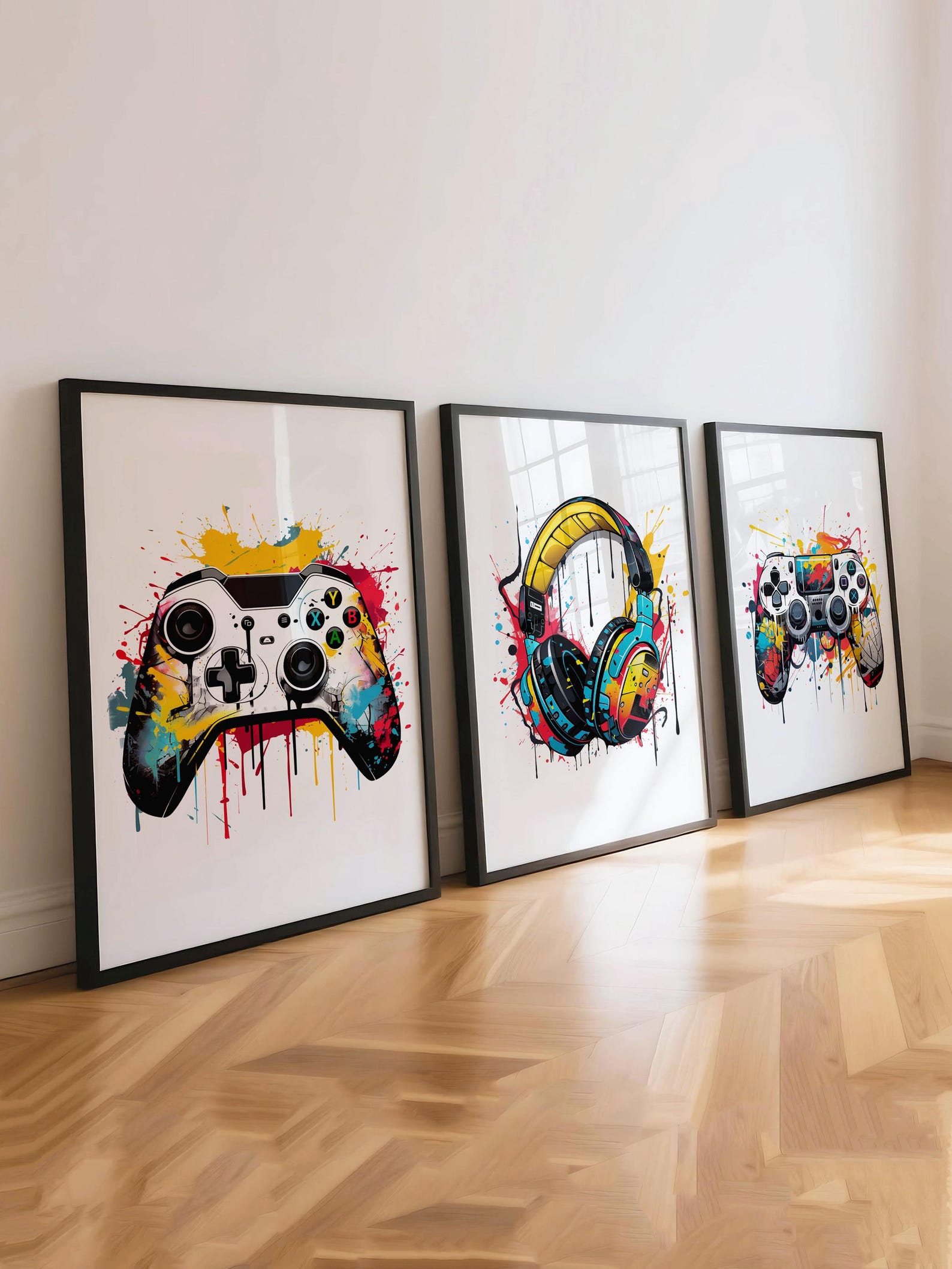 Set of 3 Gaming Wall Art Prints: PICK YOUR COLOUR - Gamer Gifts for ...