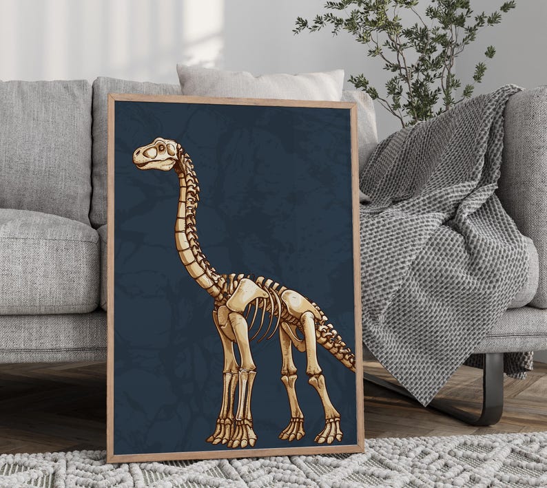 Dinosaur Skeleton Prints: T-rex, Triceratops, Brontosaurus Nursery ...