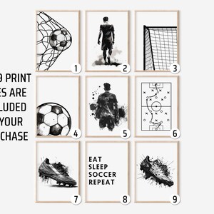 Printable Soccer Prints, Set of 9 Soccer Poster, Soccer Gift for Boys ...