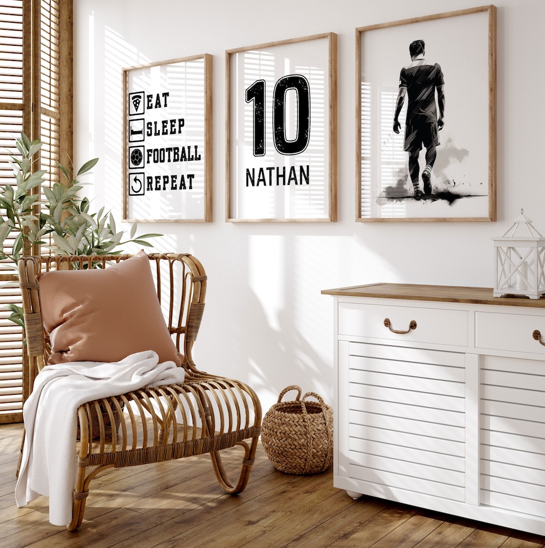 Football Wall Art Prints Personalised Football Prints Boys Bedroom ...