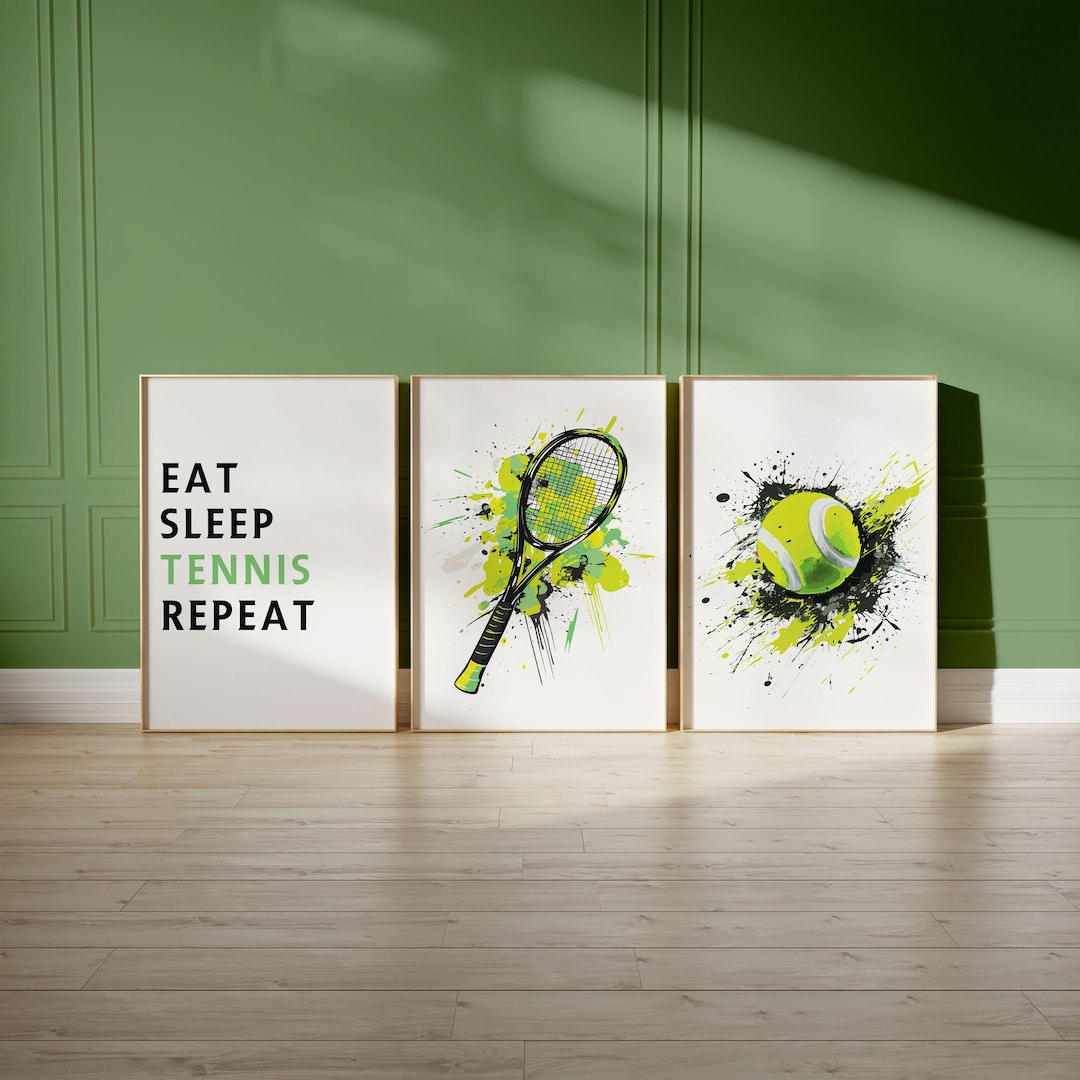 Set of 3 Tennis Wall Art Prints, Tennis Prints Boys Bedroom Decor, Kids ...