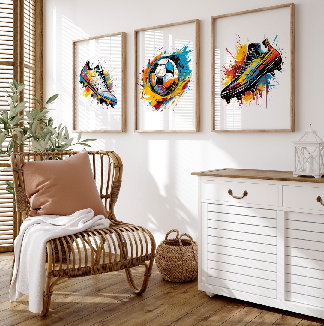 Set of 3 Football Prints, Custom Football Posters, Football Wall Art ...