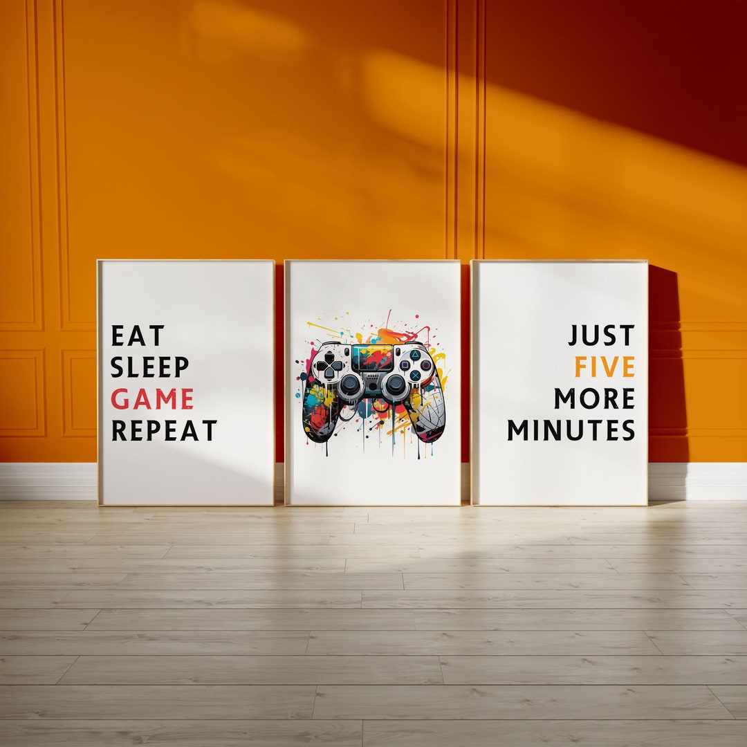 Set of 3 Personalisable Gaming Posters Games Room Wall Art Boys Bedroom ...