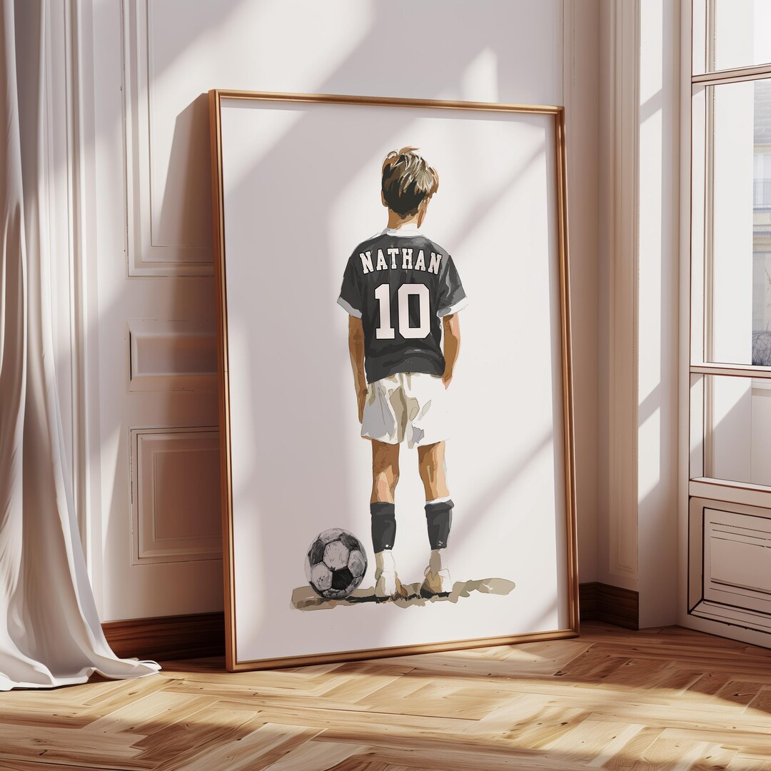Personalised Football Wall Art Print, Custom Football Poster Boys ...
