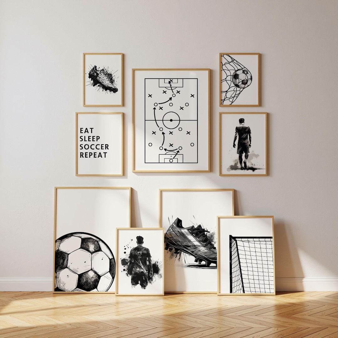 Printable Soccer Prints, Set of 9 Soccer Poster, Soccer Gift for Boys ...