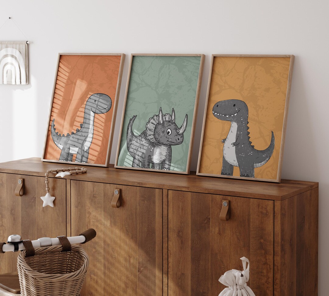 Printable Dinosaur Posters, Set of 3 Dinosaur Wall Art Prints, Dinosaur ...
