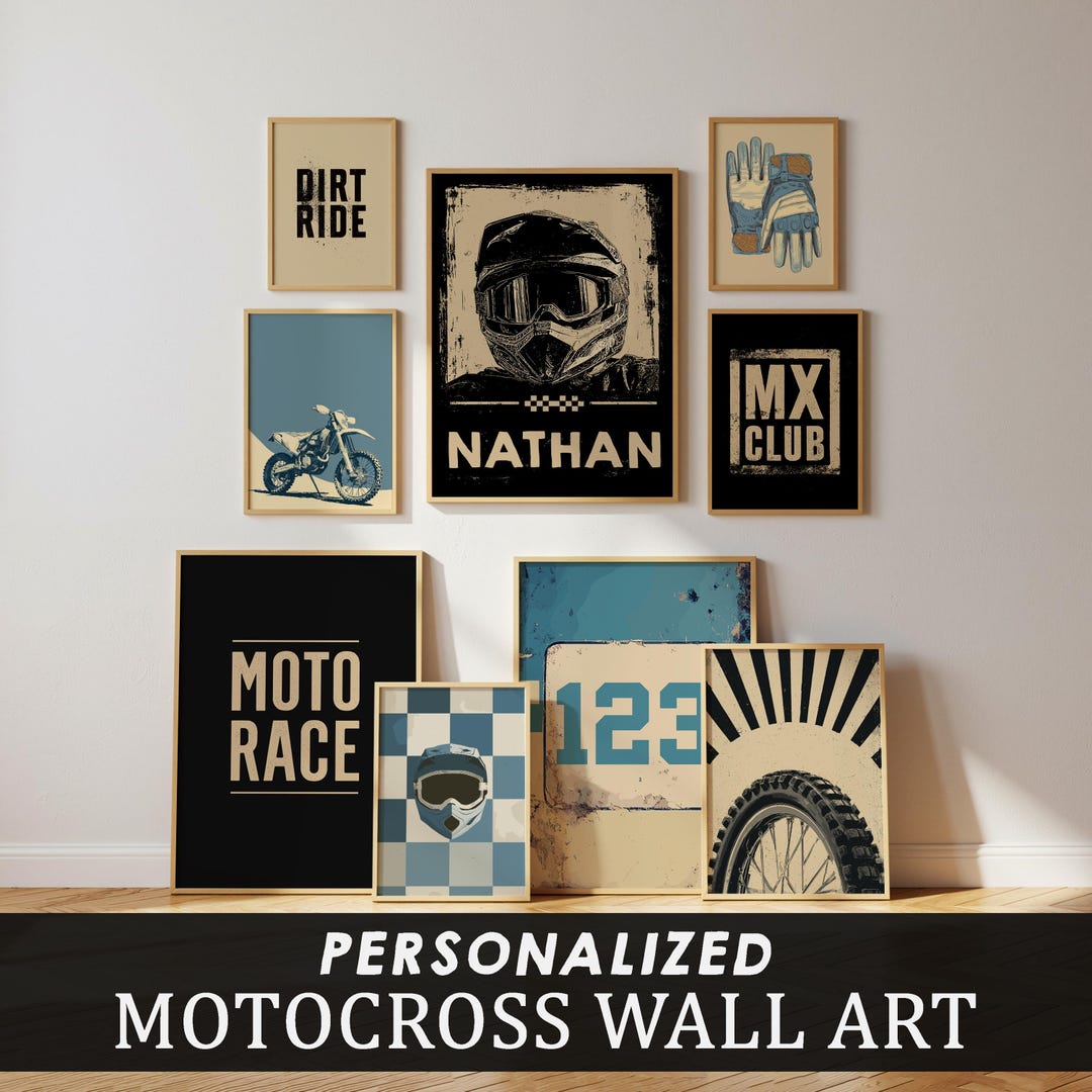 Personalized Motocross Prints: Set of 6 Motorcycle Posters - Motocross ...