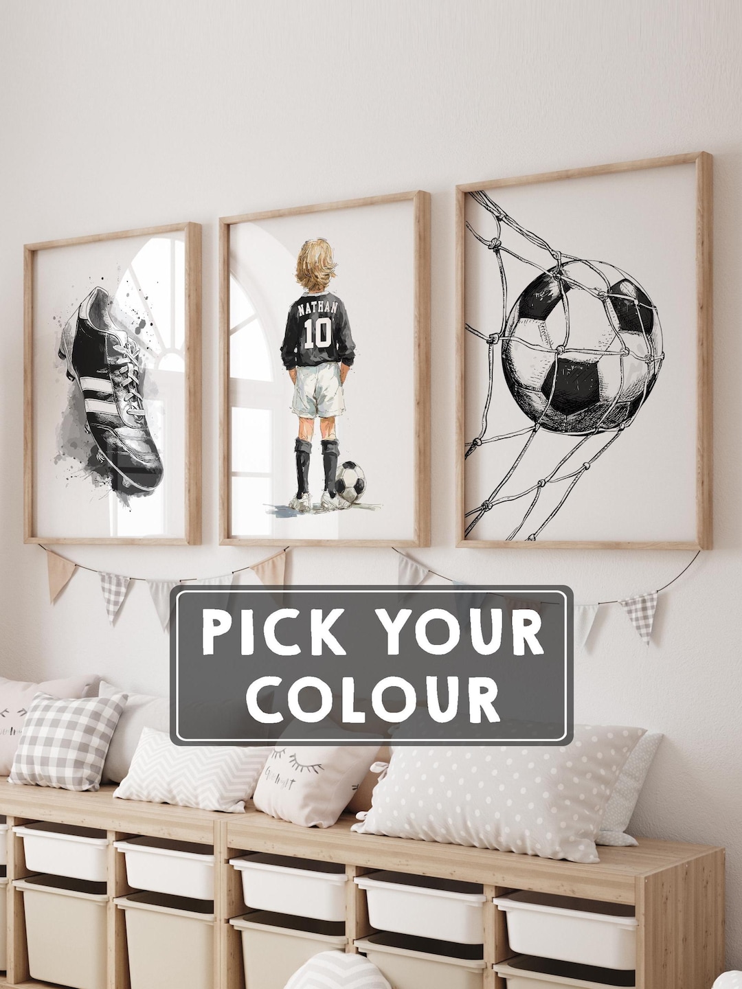 Personalised Football Posters for Boys Room Decor: Football Wall Art ...