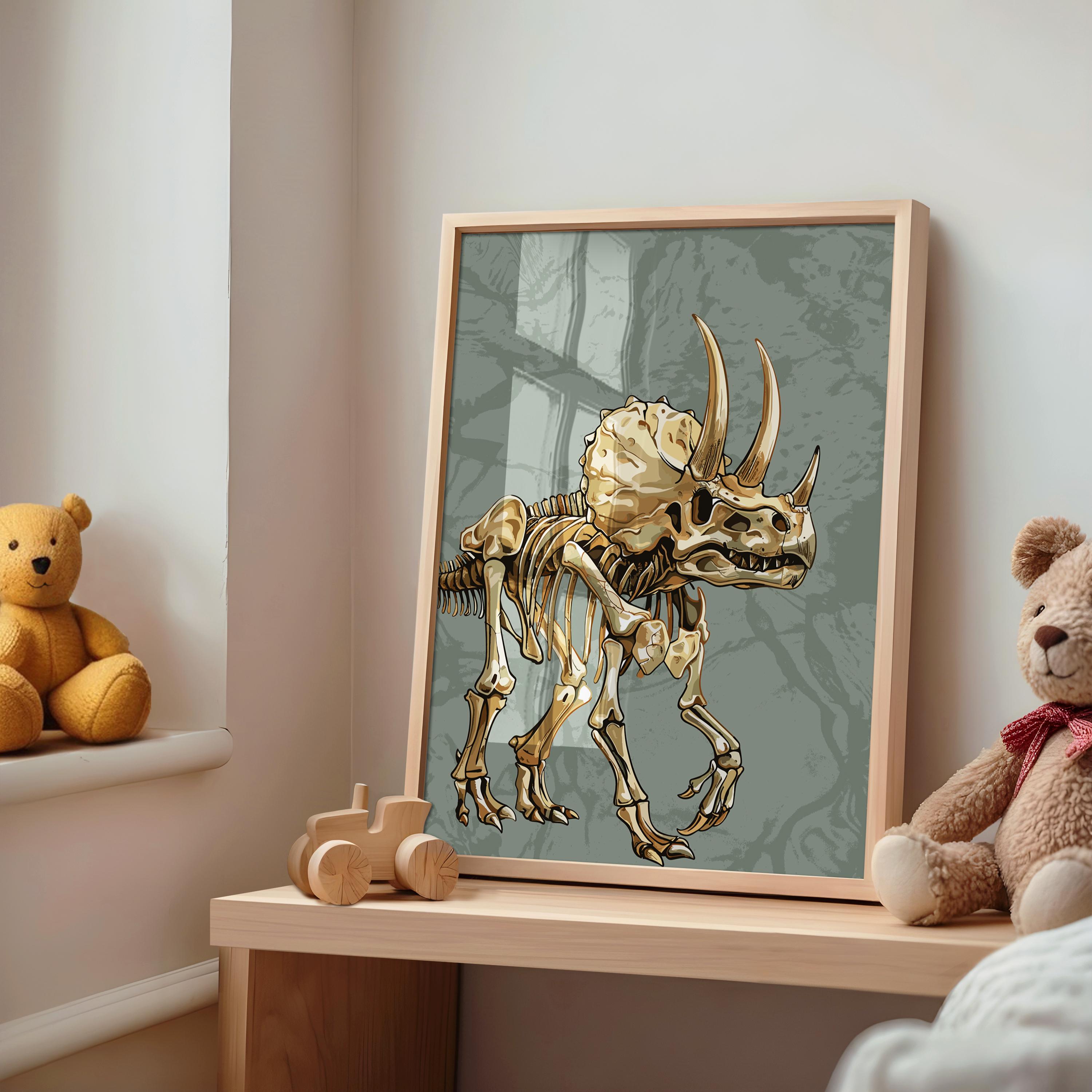 Dinosaur Skeleton Prints: T-rex, Triceratops, Brontosaurus Nursery ...