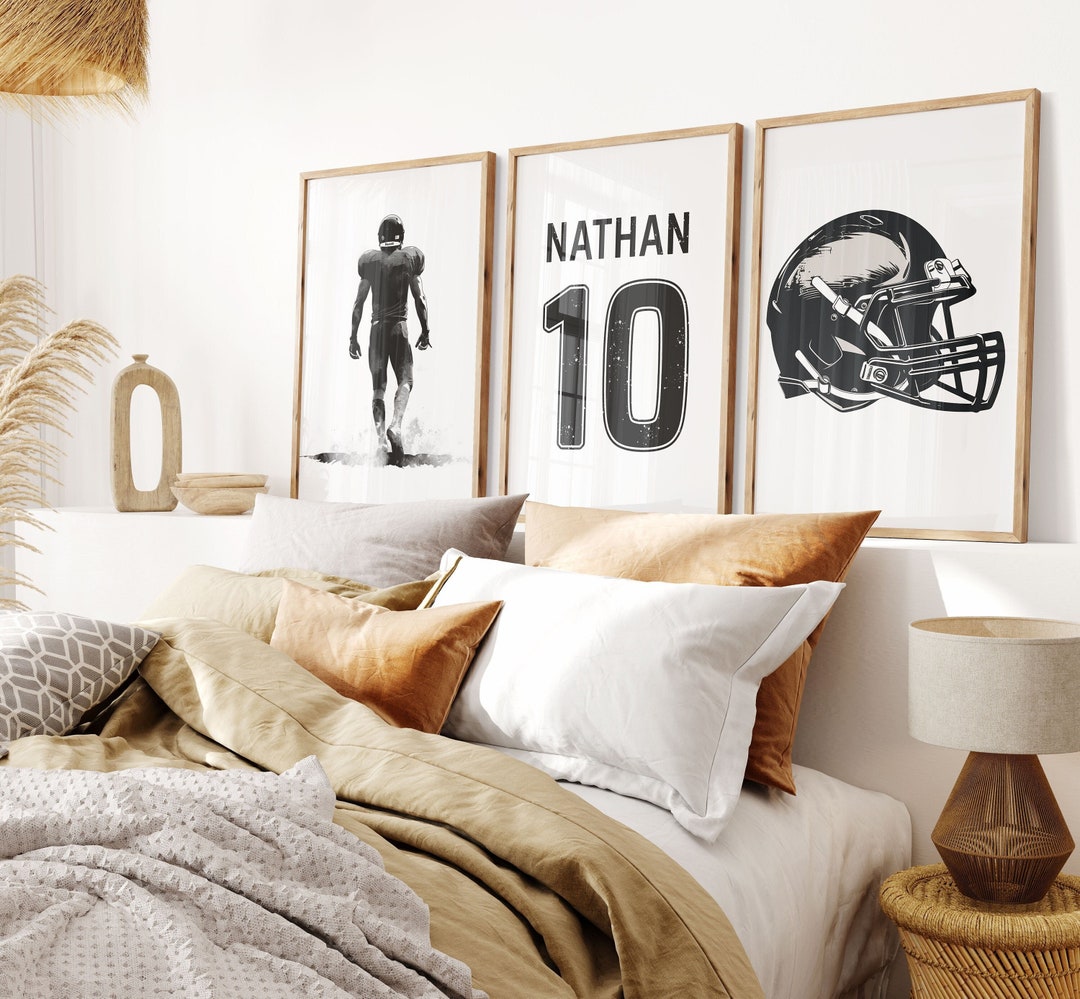 Personalized American Football Poster, Custom Football Jersey Art, Boys ...