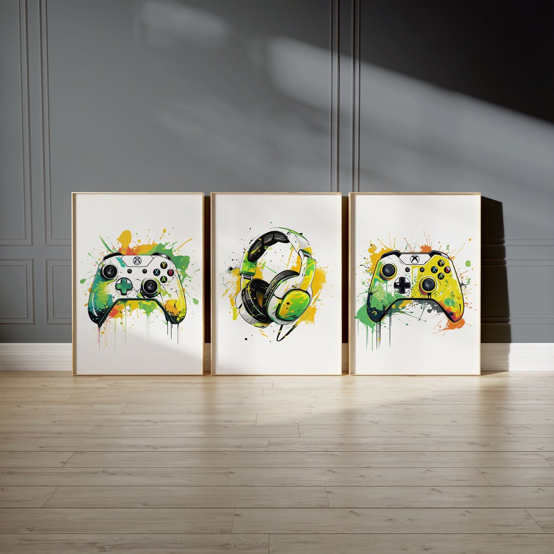 Set of 3 Custom Gaming Posters • Games Room Wall Art • Boys Bedroom ...