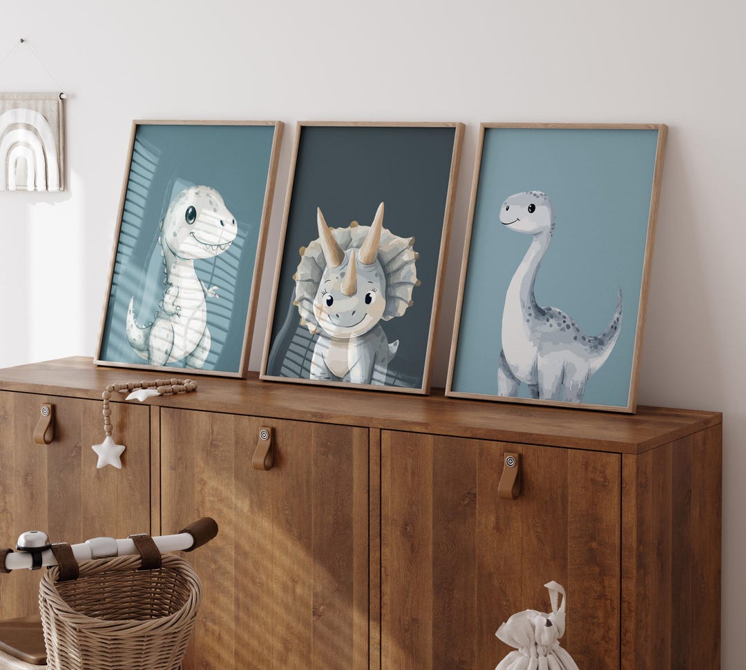 Printable Dinosaur Posters, Set of 3 Dinosaur Prints for Boys Bedroom ...