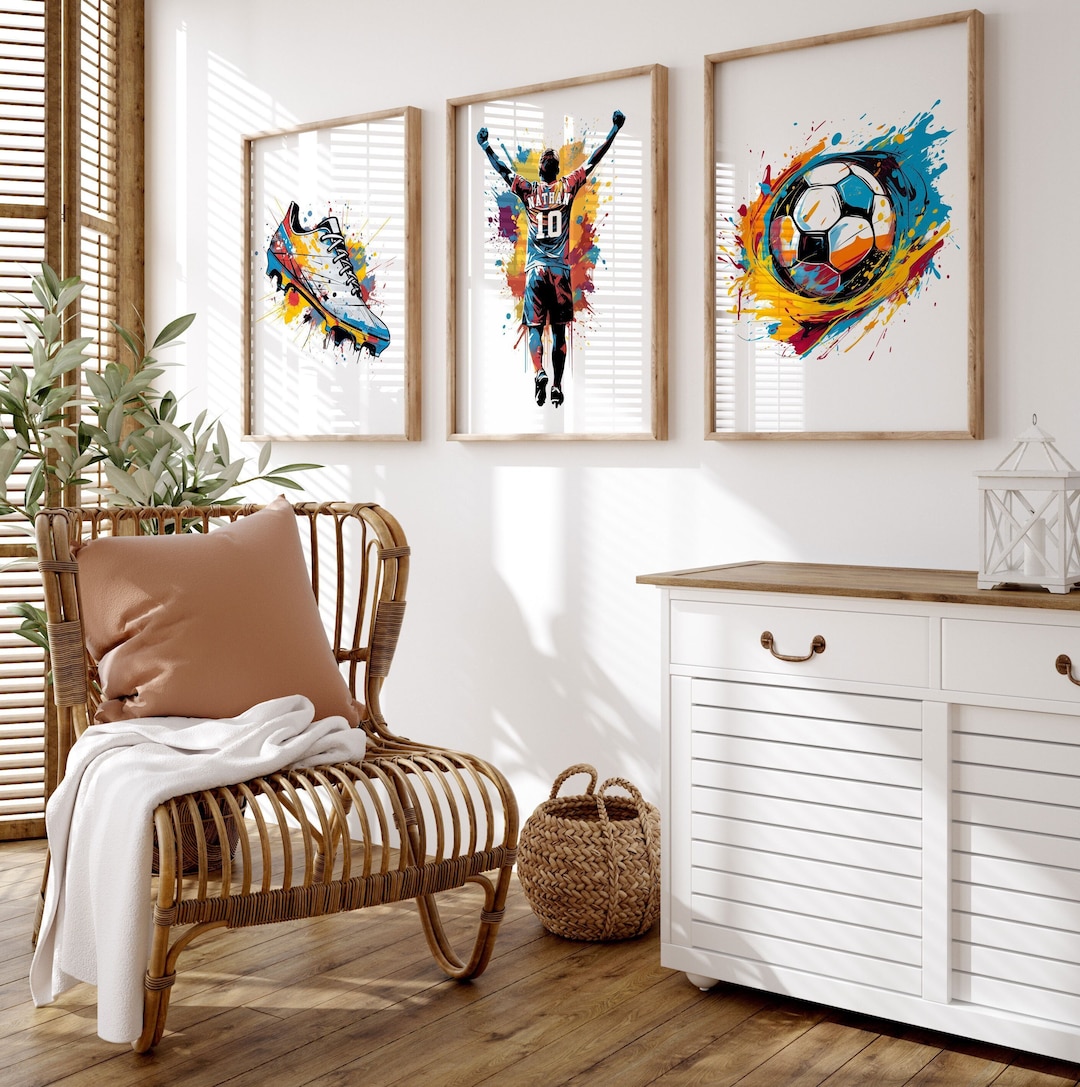 Personalised Football Wall Art Prints Personalised Football Prints Boys ...