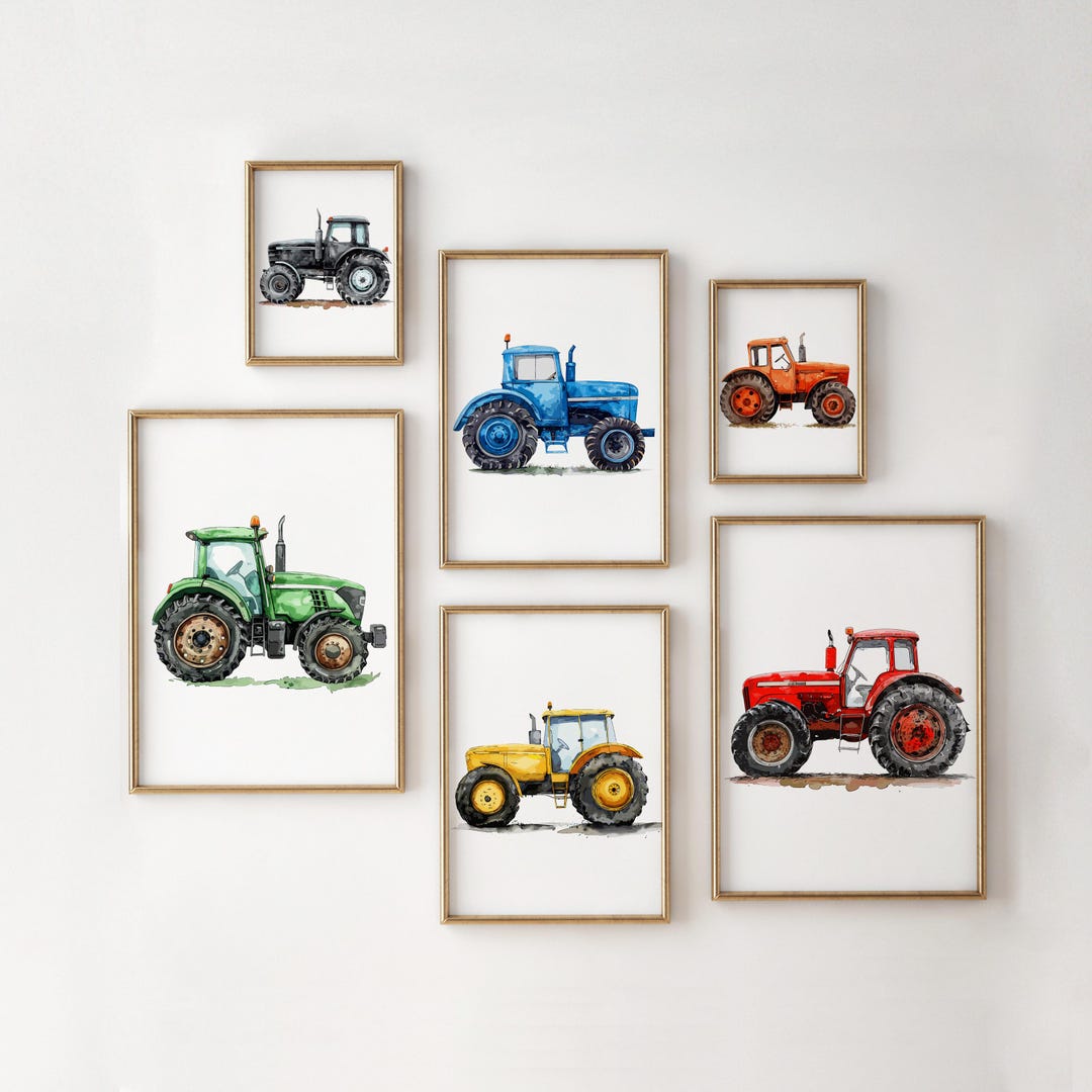Set of 6 Tractor Prints, Printable Tractor Wall Decor, Tractor Nursery ...