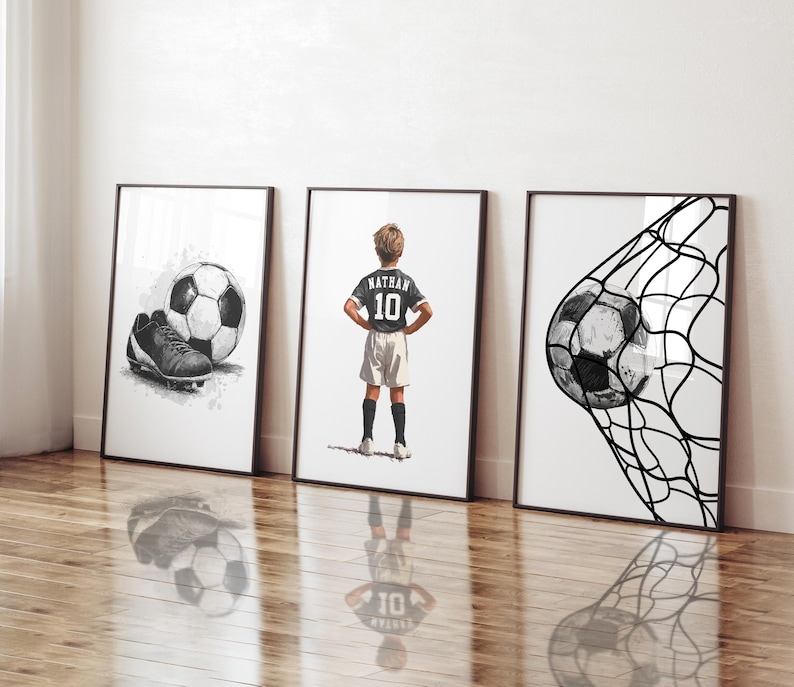 Set of 6 Soccer Wall Art Prints, Personalized Soccer Prints, Custom ...