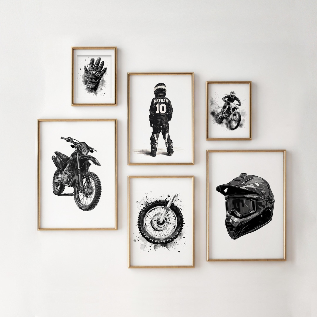 Personalized Motocross Prints, Set of 6 Dirt Bike Prints Motorcycle ...