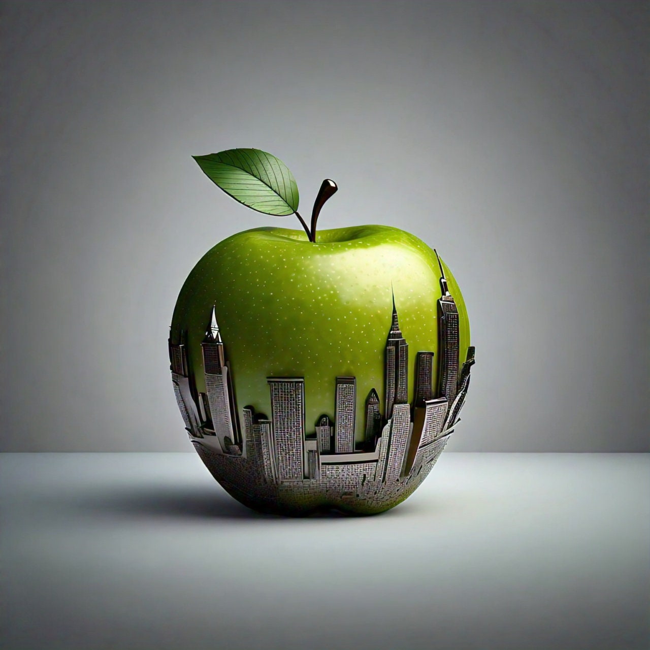 New York City Art Print Set Big Apple Skyline Decor NYC Green Apple ...