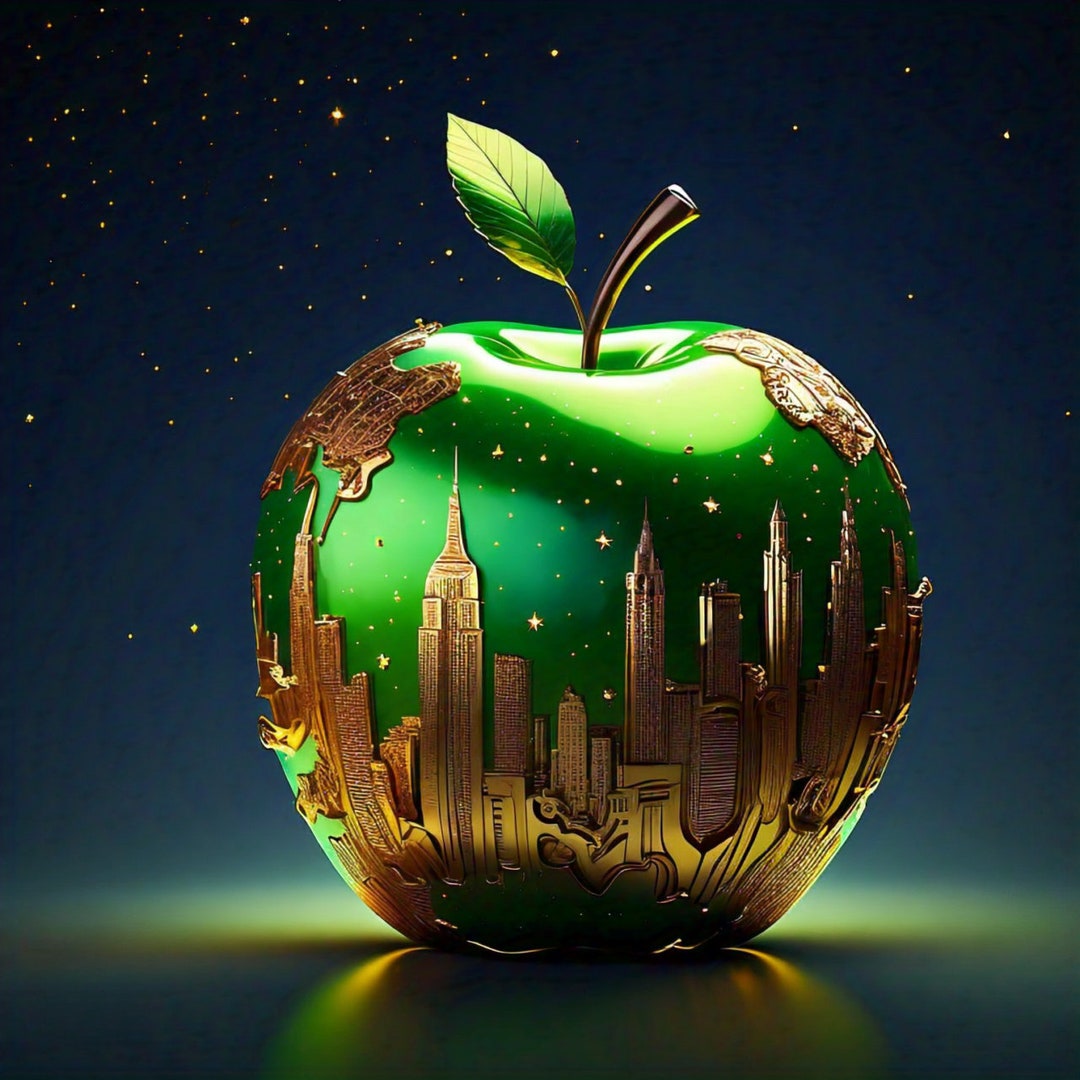 New York City Art Print Set Big Apple Skyline Decor NYC Green Apple ...