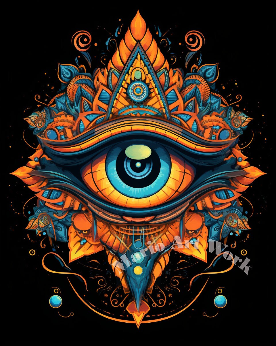 Mystical All-seeing Eye Art Print, Esoteric Triangle Pyramid Poster ...