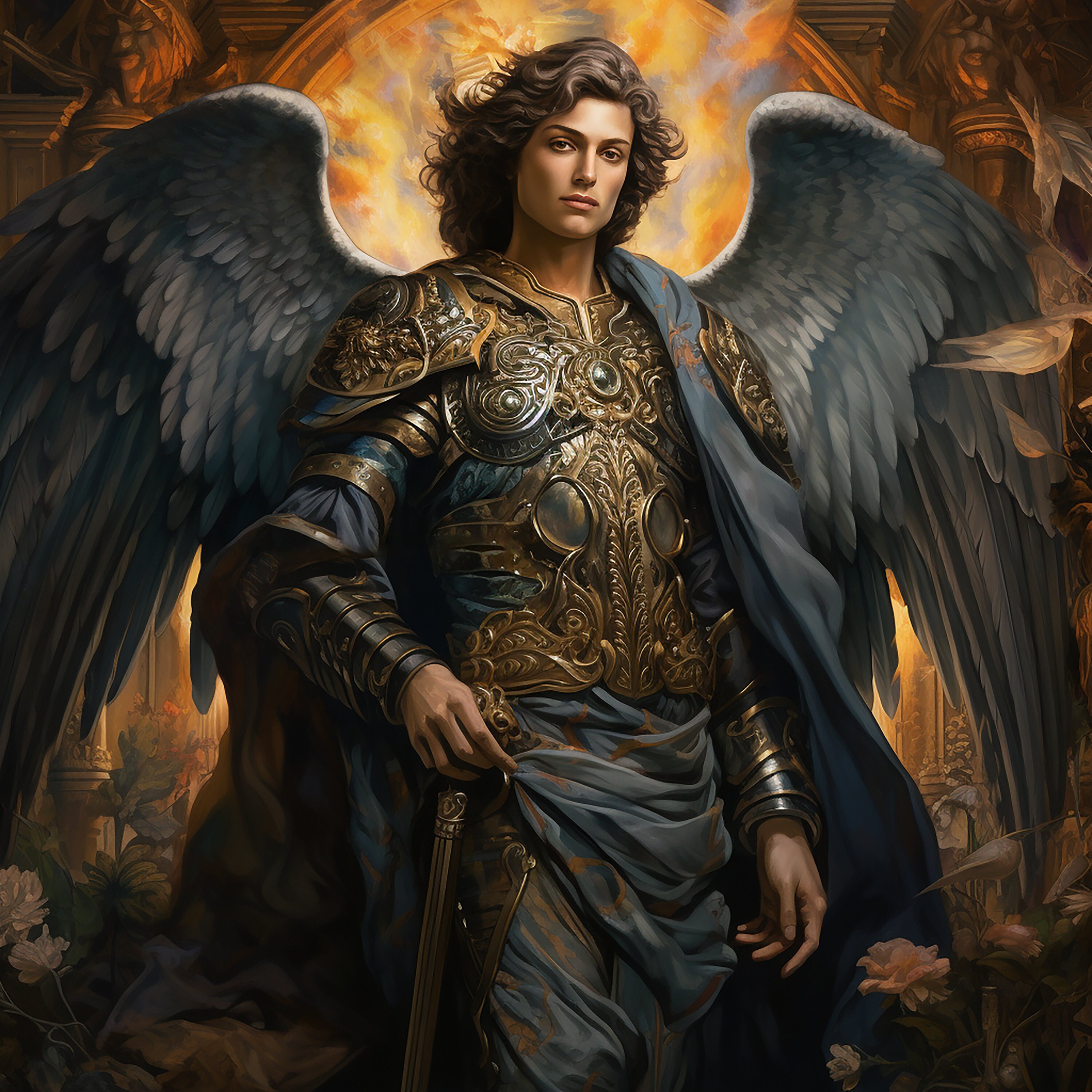 Majestic Angel Warrior in Ornate Armor Ethereal Archangel Art Print ...