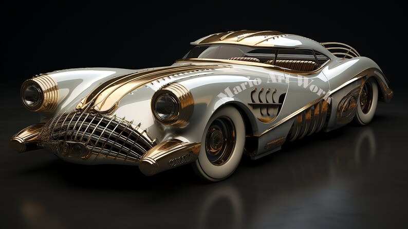 Golden Era Dream Luxurious Art Deco Inspired Futuristic Car - Etsy