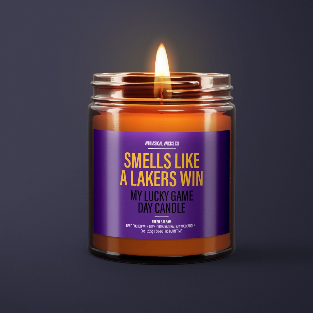 Smells Like A Lakers Win Candle Unique T Idea Basketball Candle