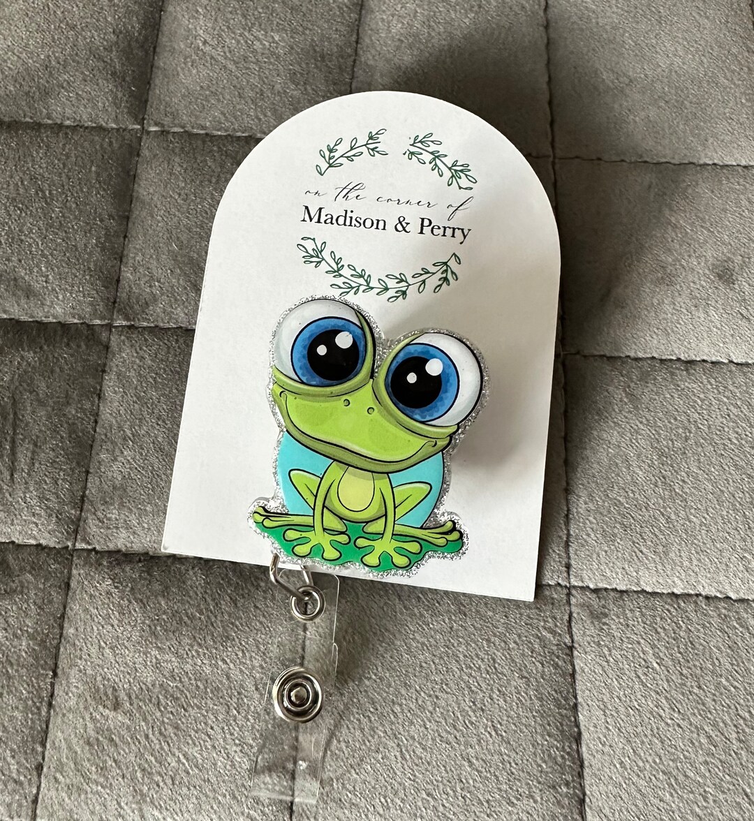 Cute Bug Eyed Frog Badge Reel, Interchangeable Badge Reel Topper - Etsy