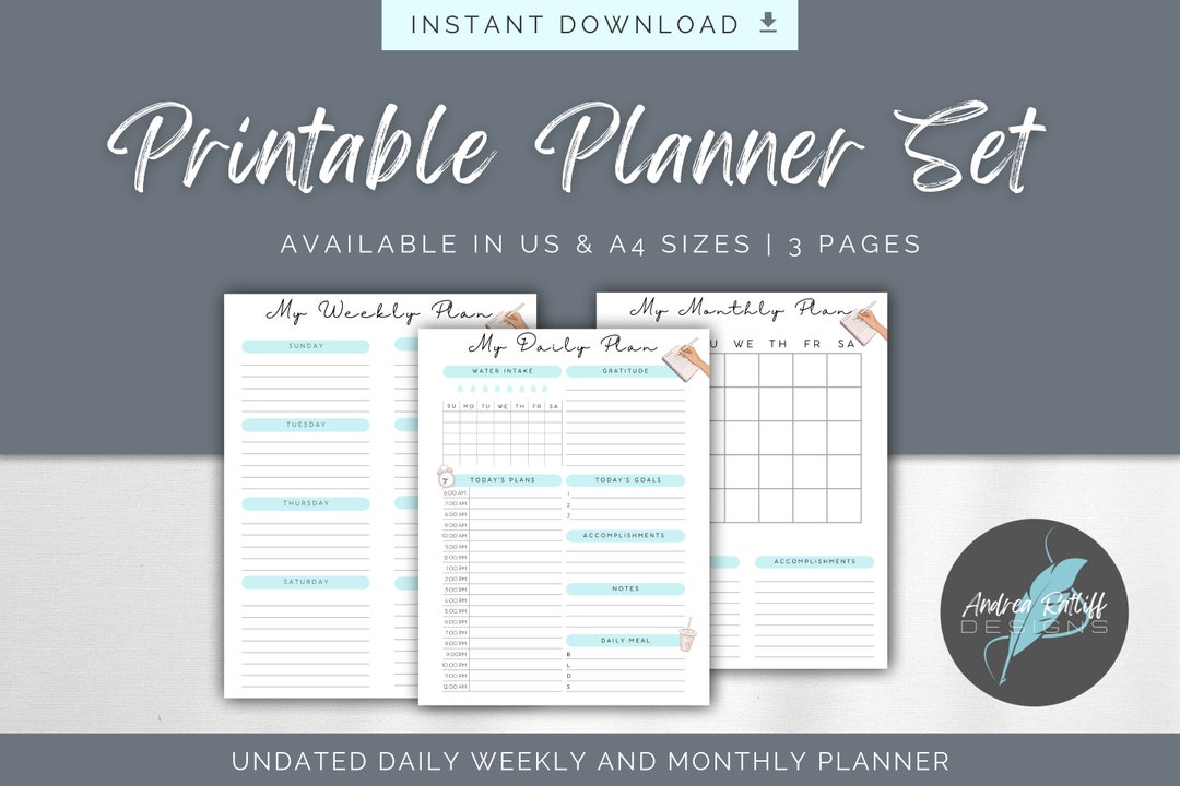 Printable Daily, Weekly Monthly Planner - Etsy