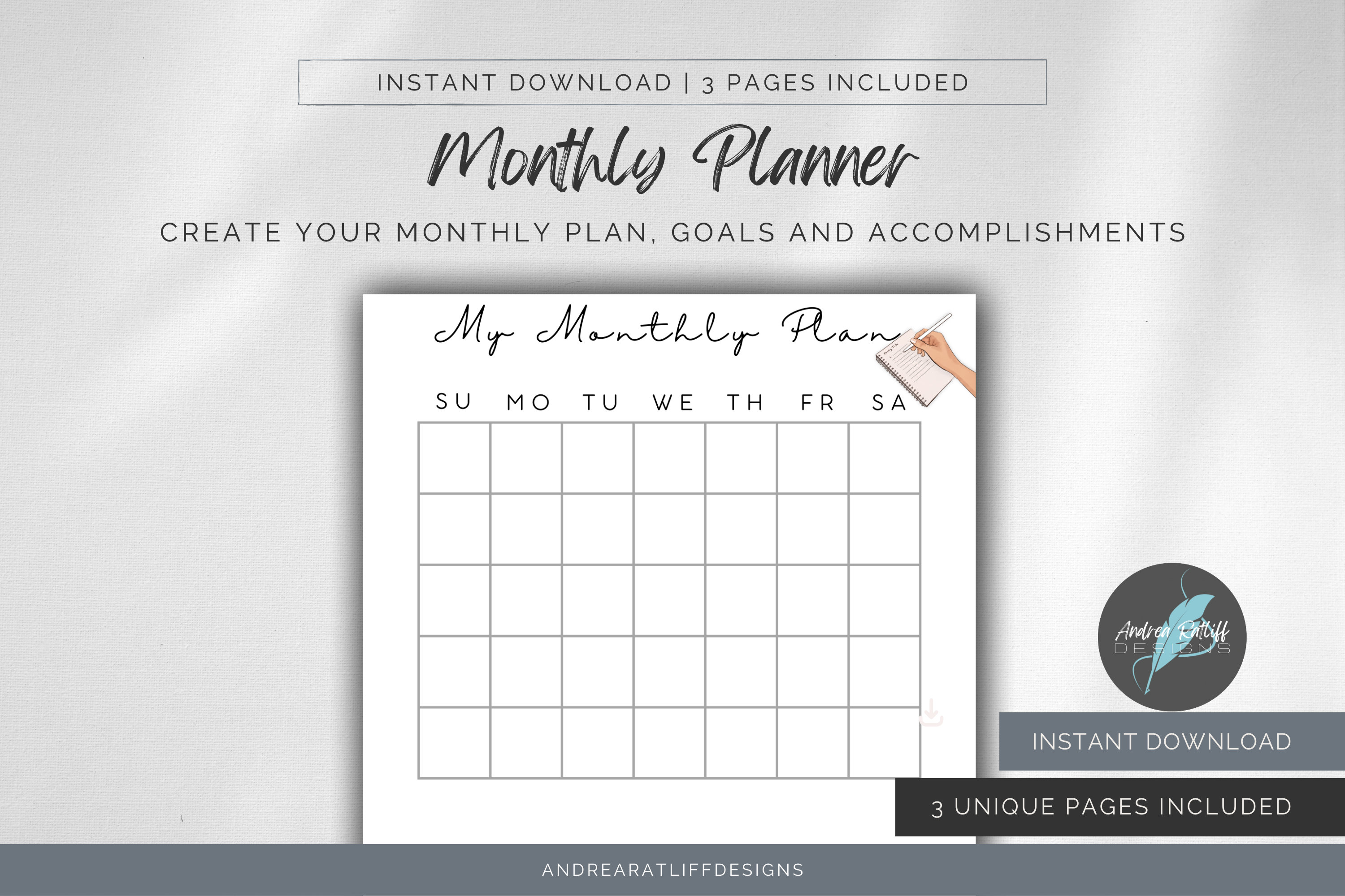 Printable Daily, Weekly Monthly Planner - Etsy