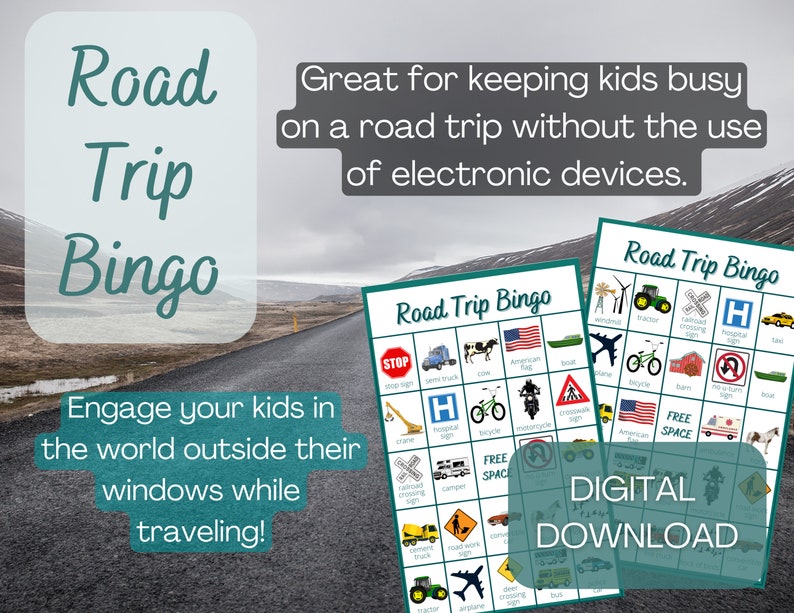 Road Trip Bingo, Printable Bingo Cards, Travel Activity, Family ...
