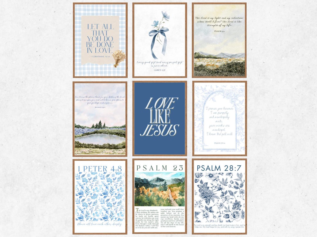 Watercolor Bible Verse Prints: Vintage Christian Wall Art (digital ...