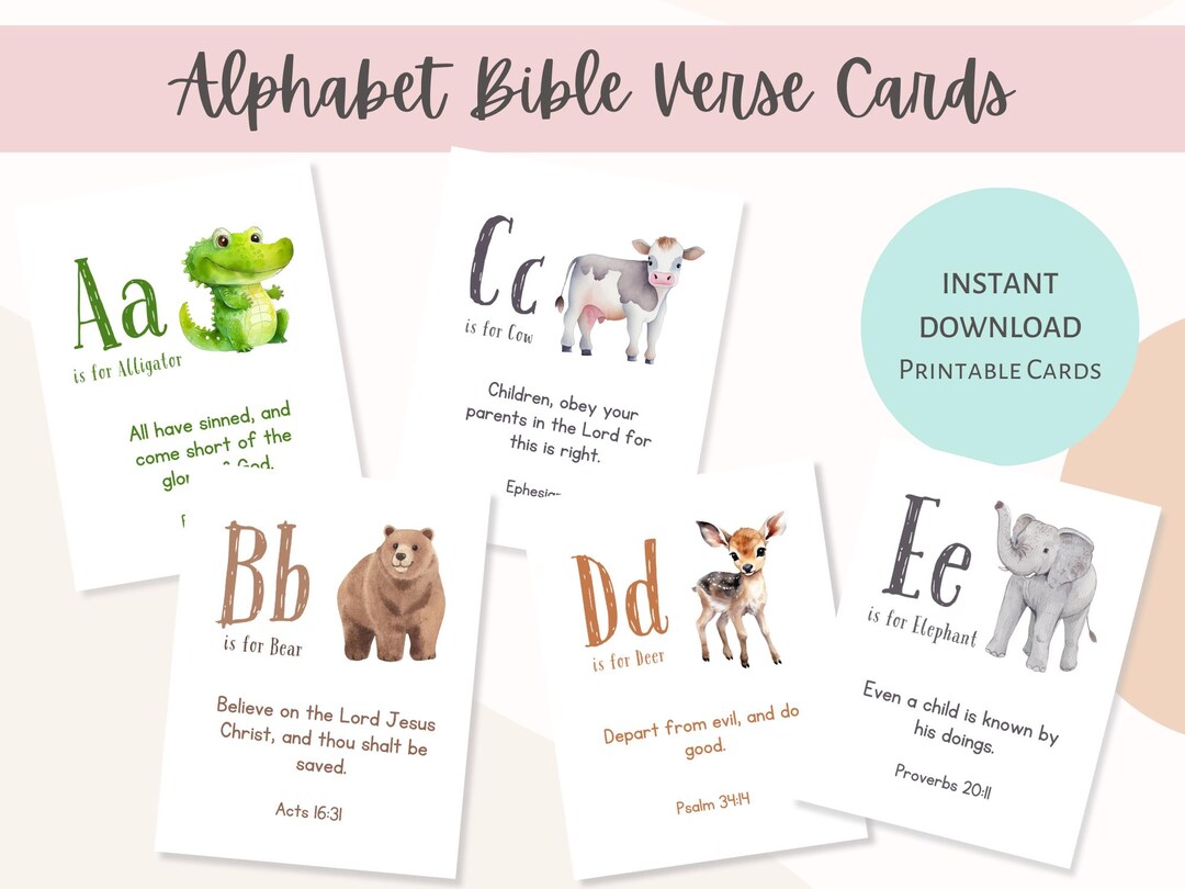 KJV Alphabet Bible Verse Cards: Homeschool Scripture Art (digital ...