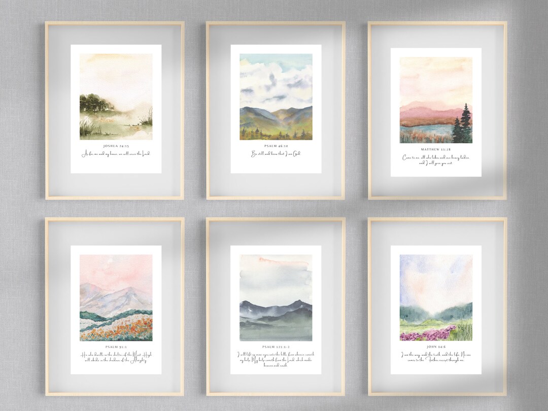 Watercolor Scripture Bible Verse Wall Art Prints: Christian Home Decor ...