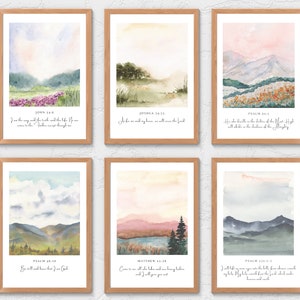 Watercolor Scripture Bible Verse Wall Art Prints: Christian Home Decor ...