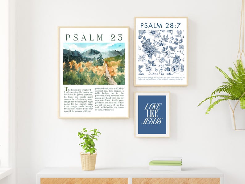 Watercolor Bible Verse Prints: Vintage Christian Wall Art (digital ...
