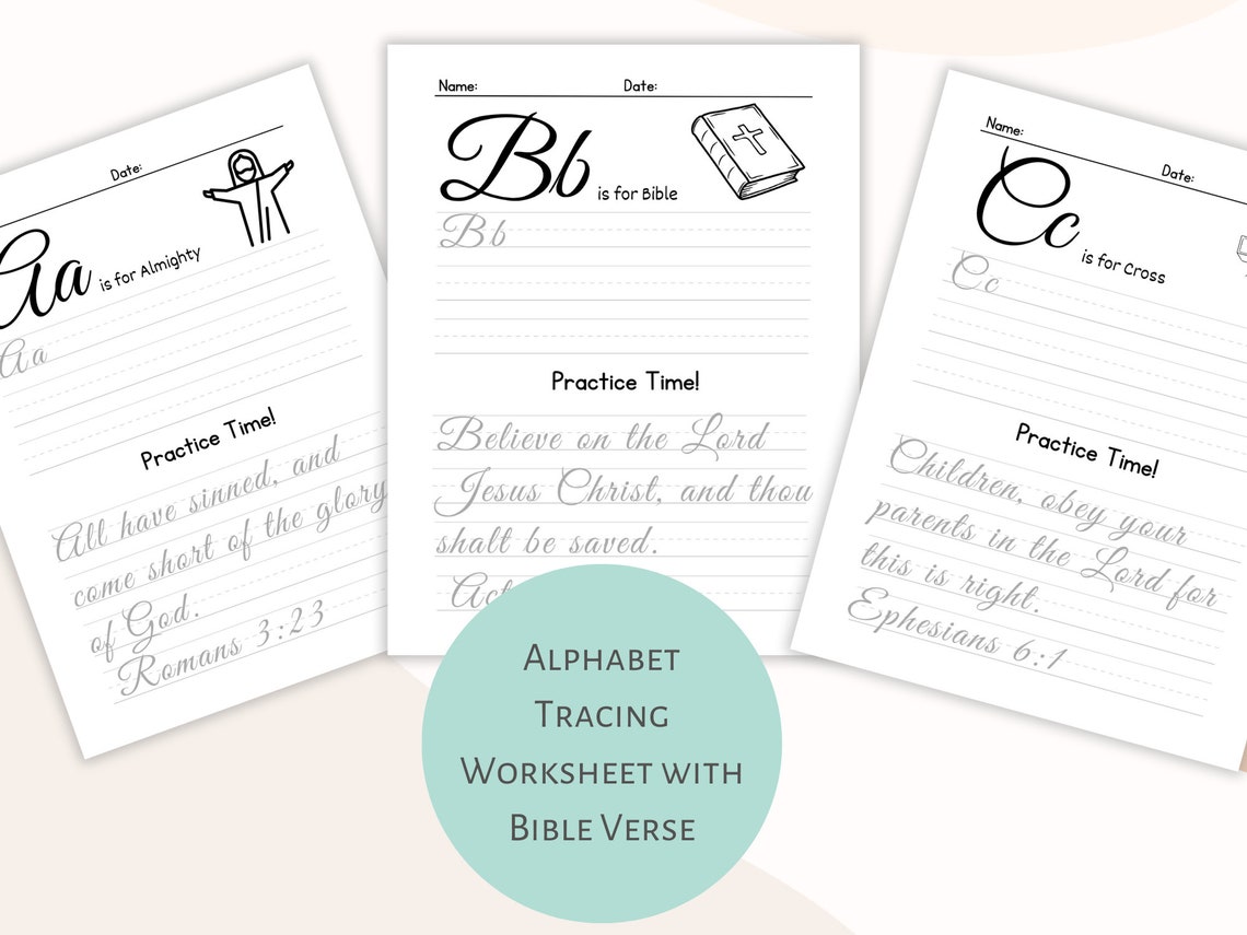 Bible Cursive Handwriting Tracing Worksheet: Homeschool Penmanship (PDF ...