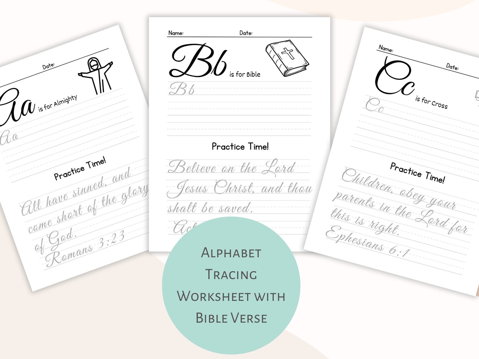 Bible Cursive Handwriting Tracing Worksheet: Homeschool Penmanship (PDF ...