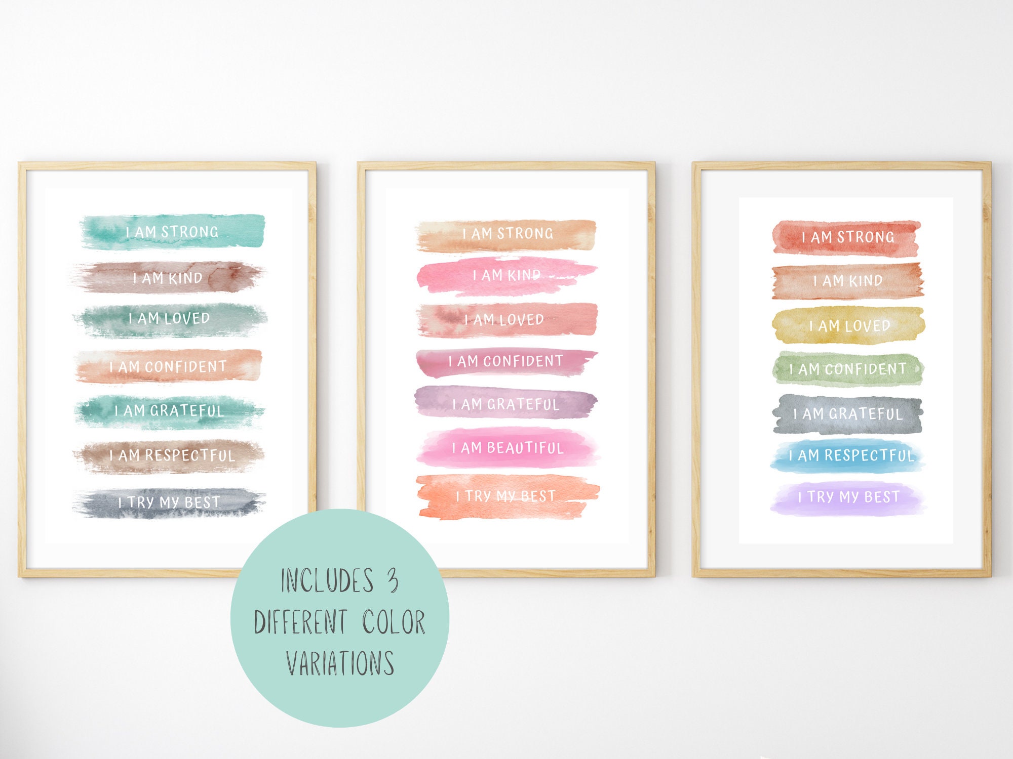 I Am Positive Affirmations Posters for Kids Rainbow Playroom Classroom ...