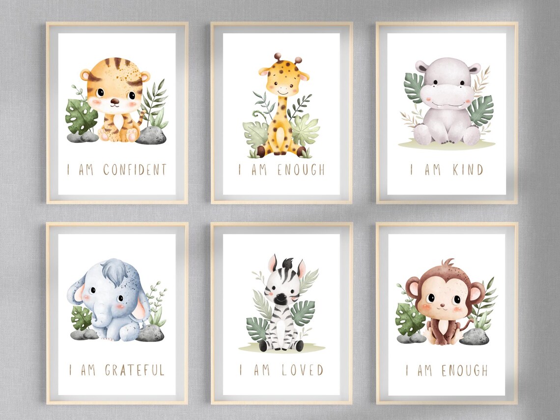 Woodland Animals Nursery Art: Positive Affirmations Prints (digital ...