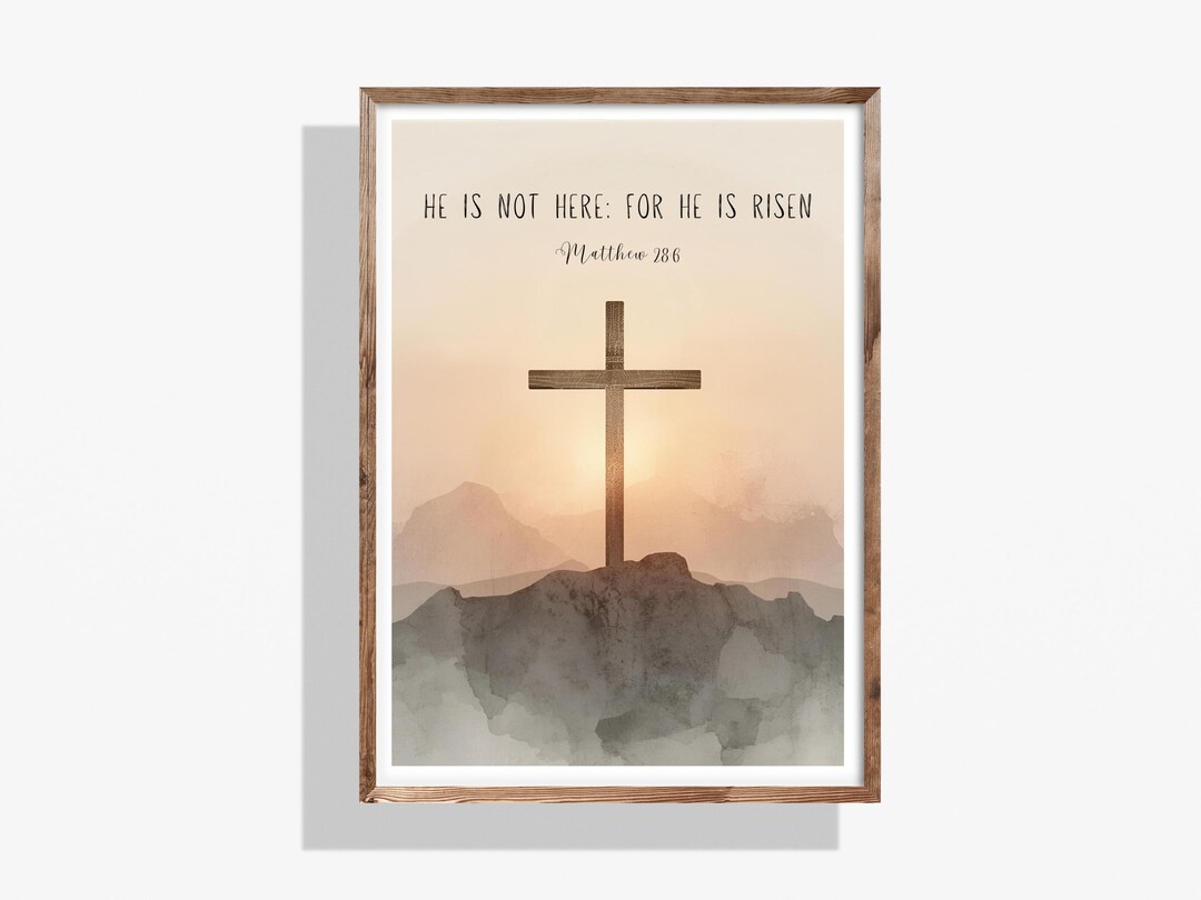 He is Risen Wall Art, Matthew 28:6 Bible Verse, Christian Easter ...