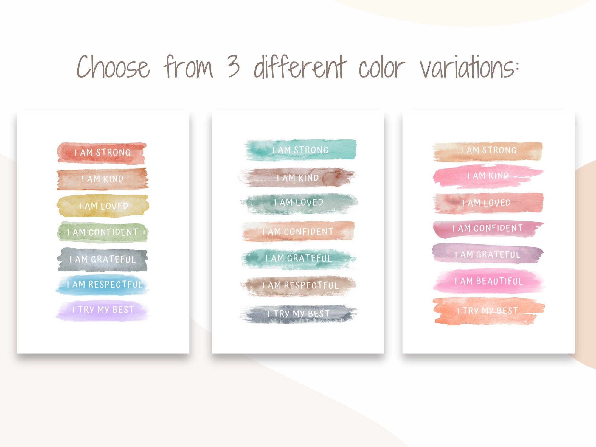 Positive Affirmations Poster: Watercolor Rainbow Print (digital ...