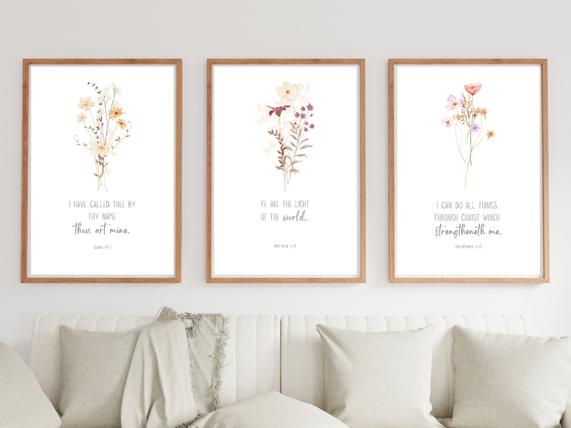 Set of 6 Christian Nursery Art Decor Bible Verse Wall Art Girl Room ...