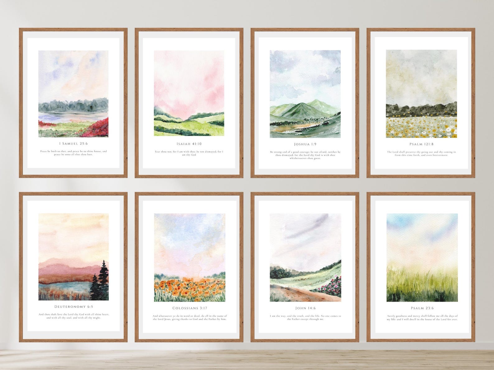 Watercolor Bible Verse Art Prints: KJV Scripture Wall Decor (set of 8 ...